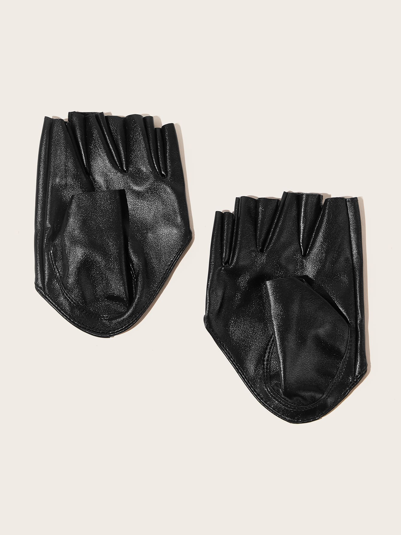 PU Leather Open Finger Gloves