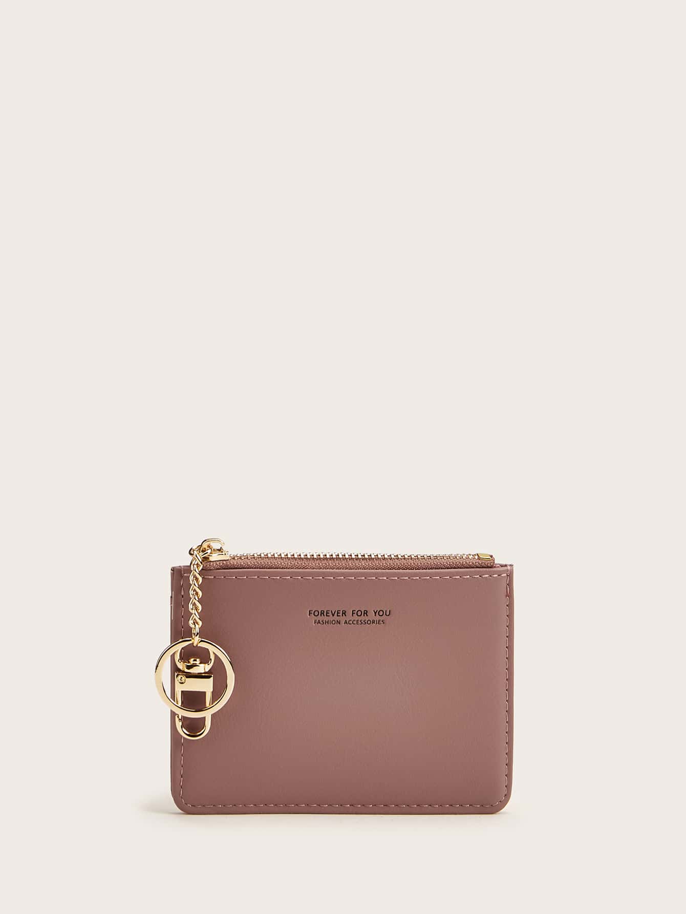 Letter Detail Purse With Keychain