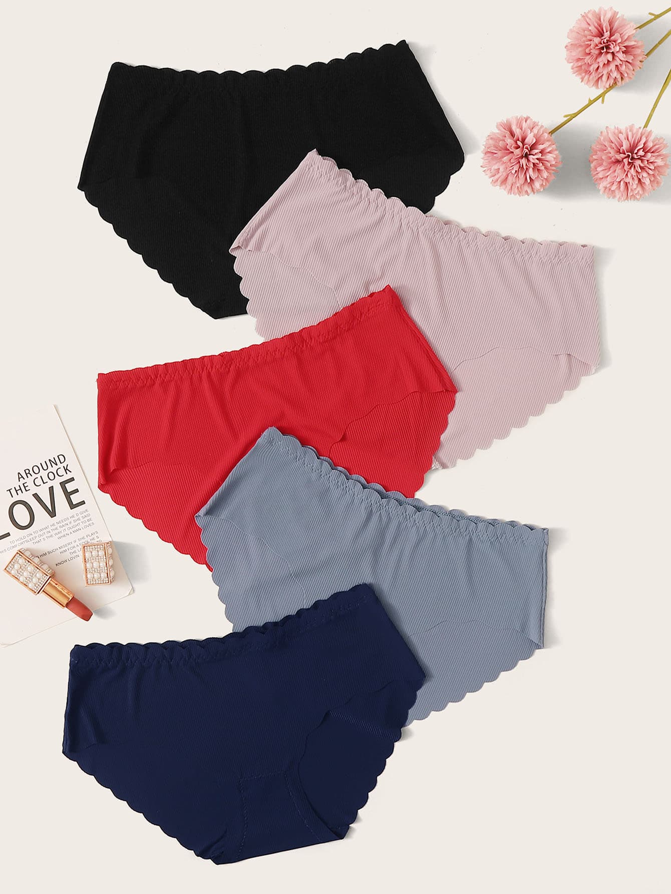 5pack Scallop Trim Panty Set | SHEIN USA