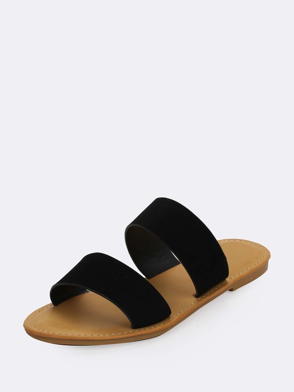 Slip On Open Toe Flat Slide Sandals | SHEIN USA