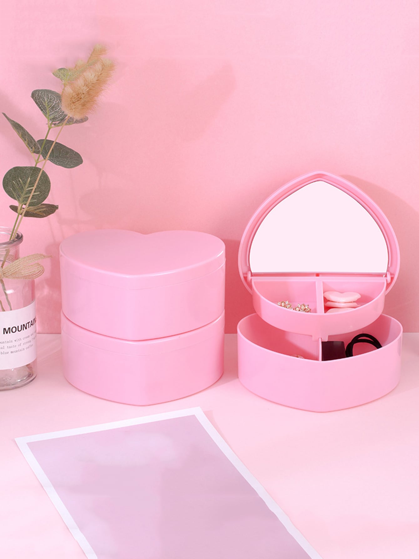 1pc Heart Shaped Jewelry Storage Box