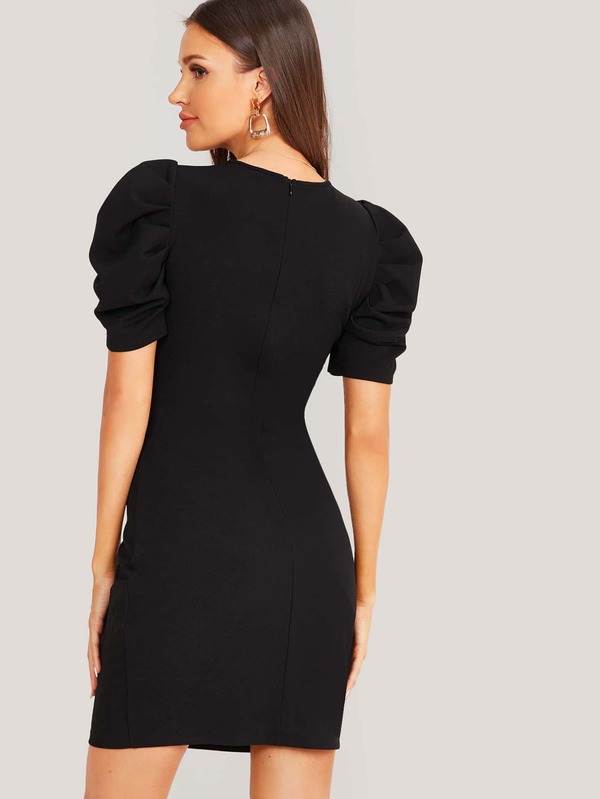 Shein Privé Puff Sleeve Bodycon Dress Without Belt Shein Uk