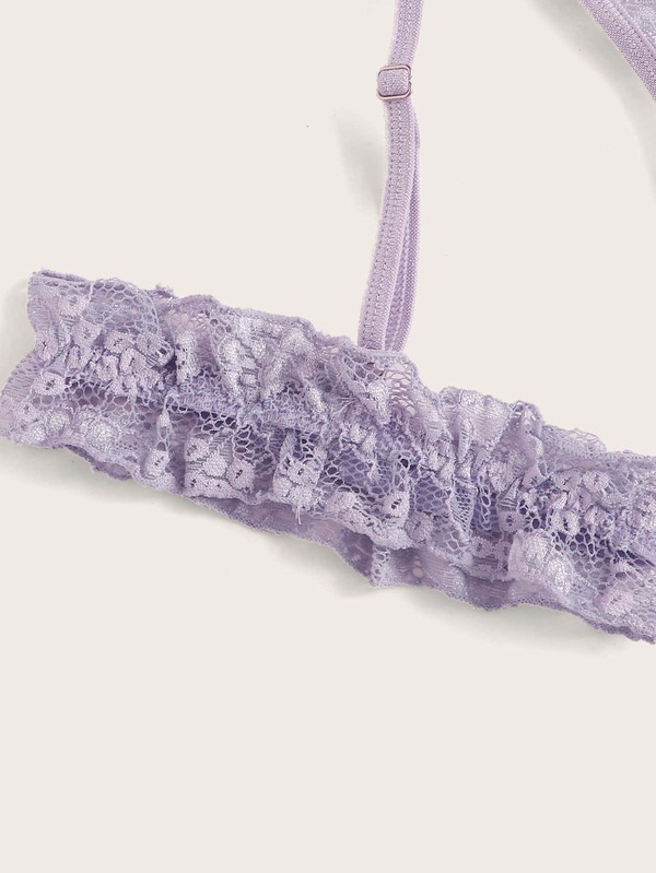 Floral Lace Underwire Lingerie Set With Garter | SHEIN