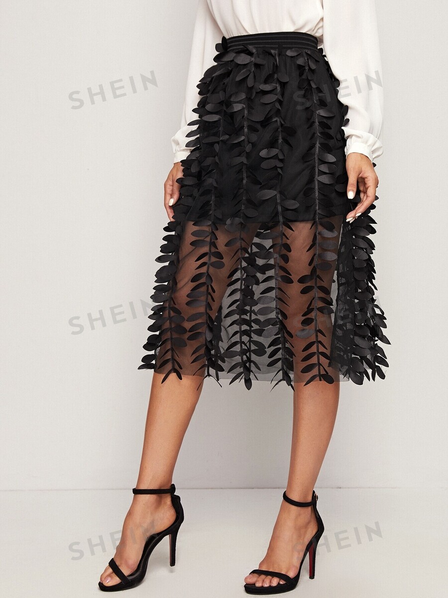 SHEIN Privé Apliques Simples Glamour Saia | SHEIN Brasil