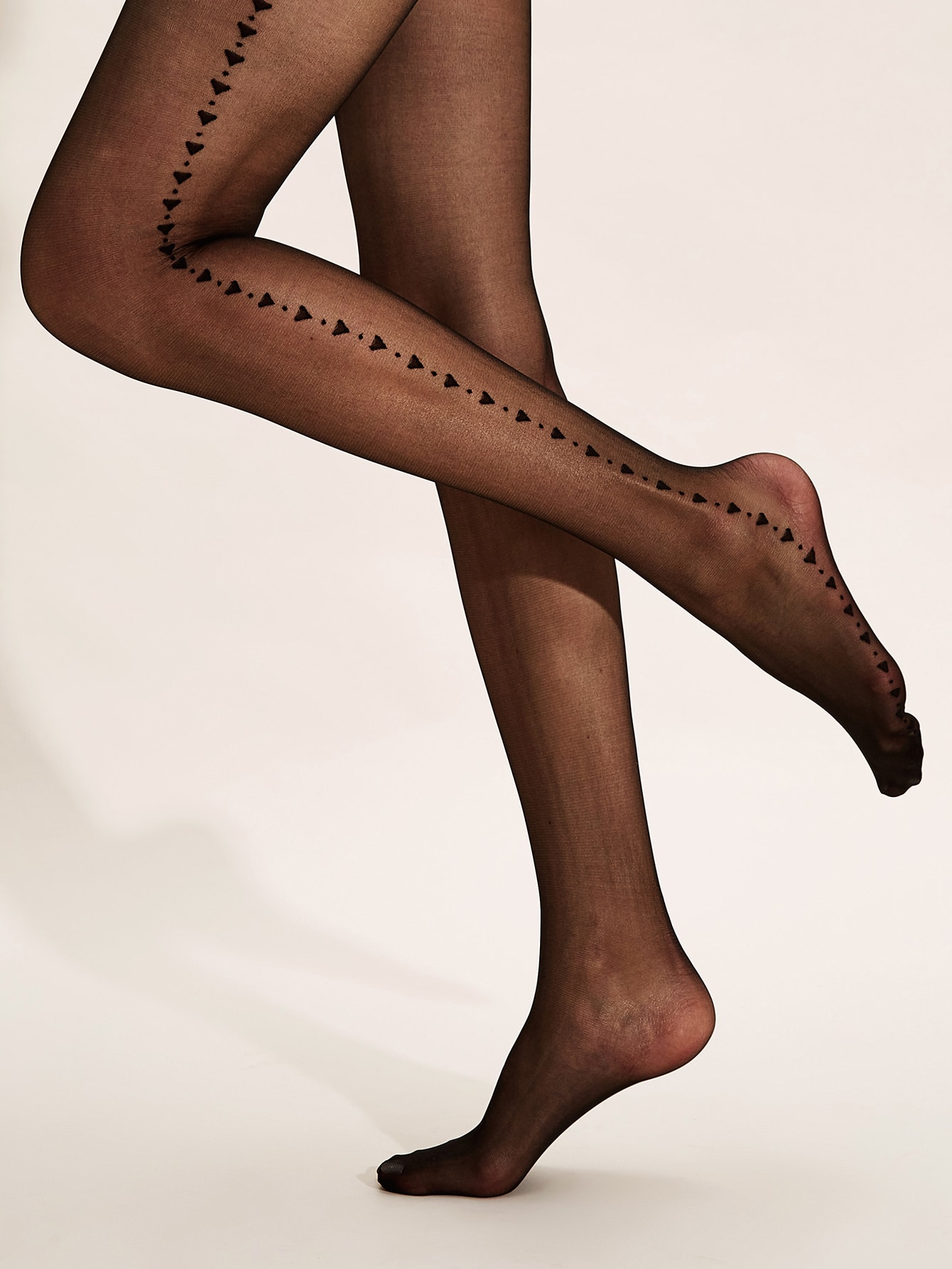 1pair Heart Pattern Mesh Tights