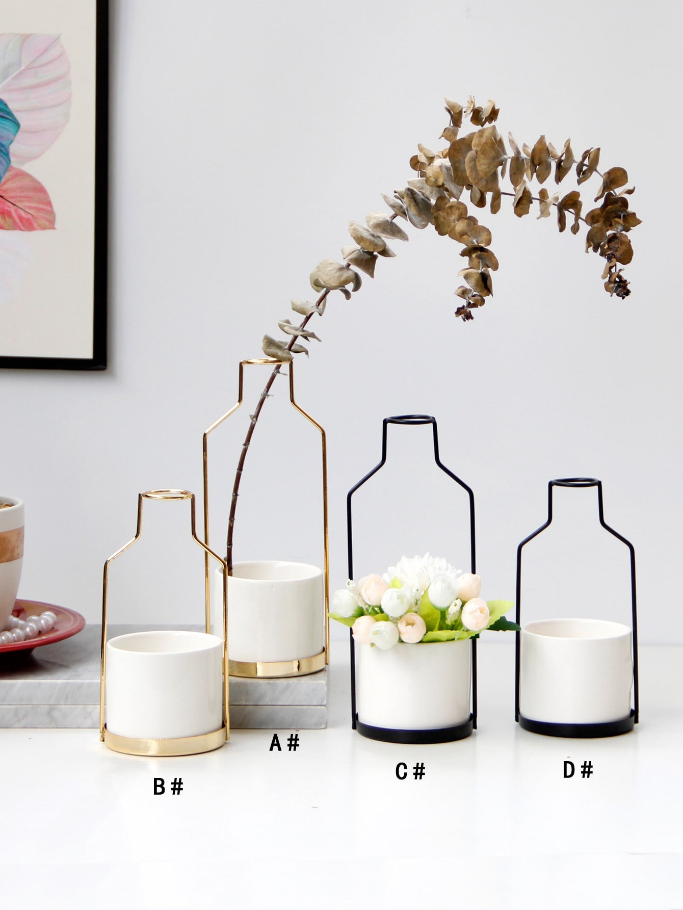 1pc Ceramic Vase With Rack