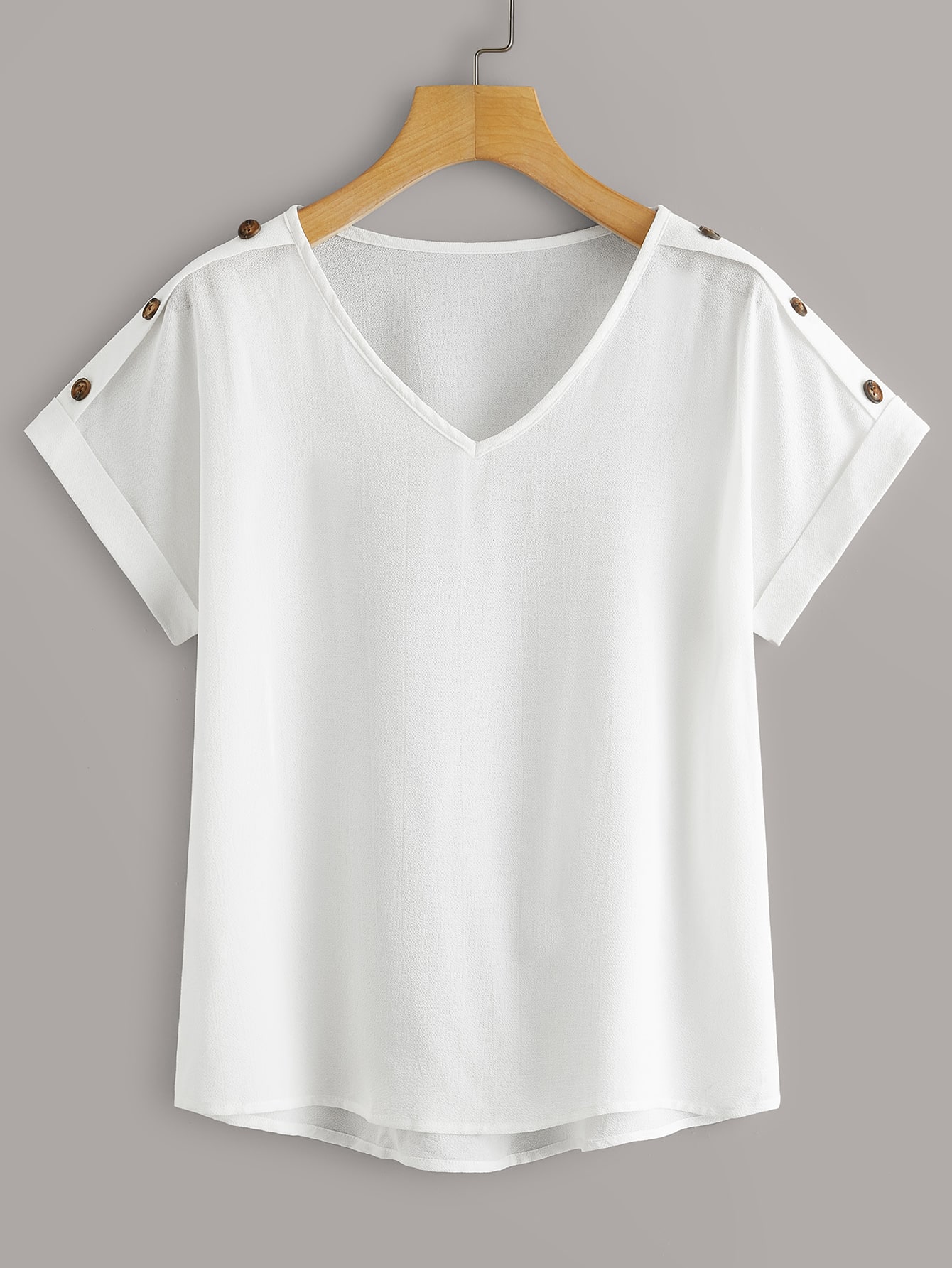 Side Button Roll Up Sleeve Blouse