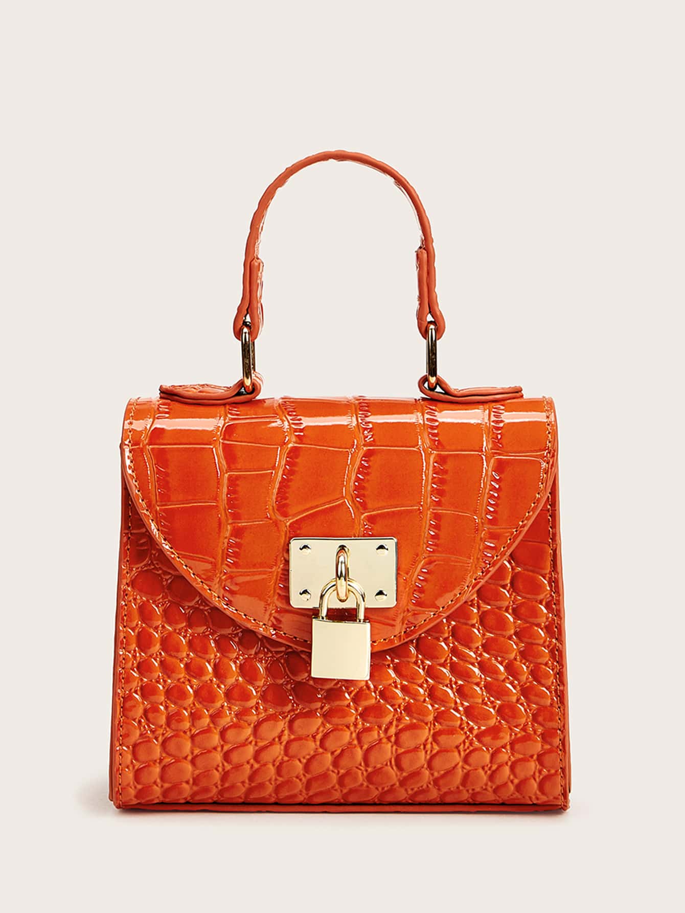 Mini Croc Embossed Chain Satchel Bag