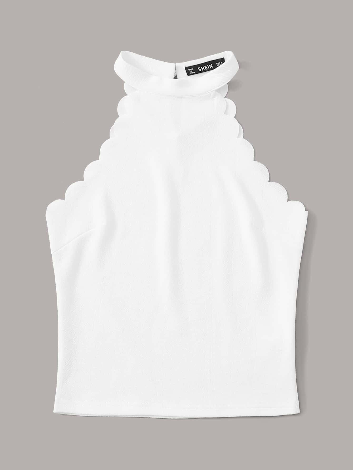 Shein Scallop Trim Halter Top Shein Usa