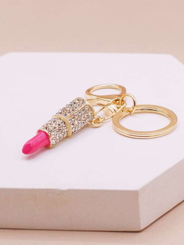 Rhinestone Decor Lipstick Design Keychain | SHEIN USA