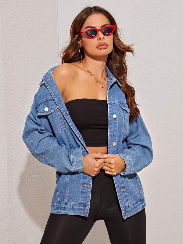Pop Art Print Back Trucker Denim Jacket | SHEIN