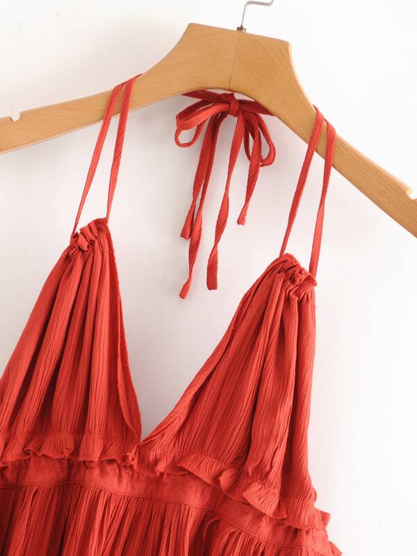 SHEIN VCAY Open Back Layered Halter Dress | SHEIN UK