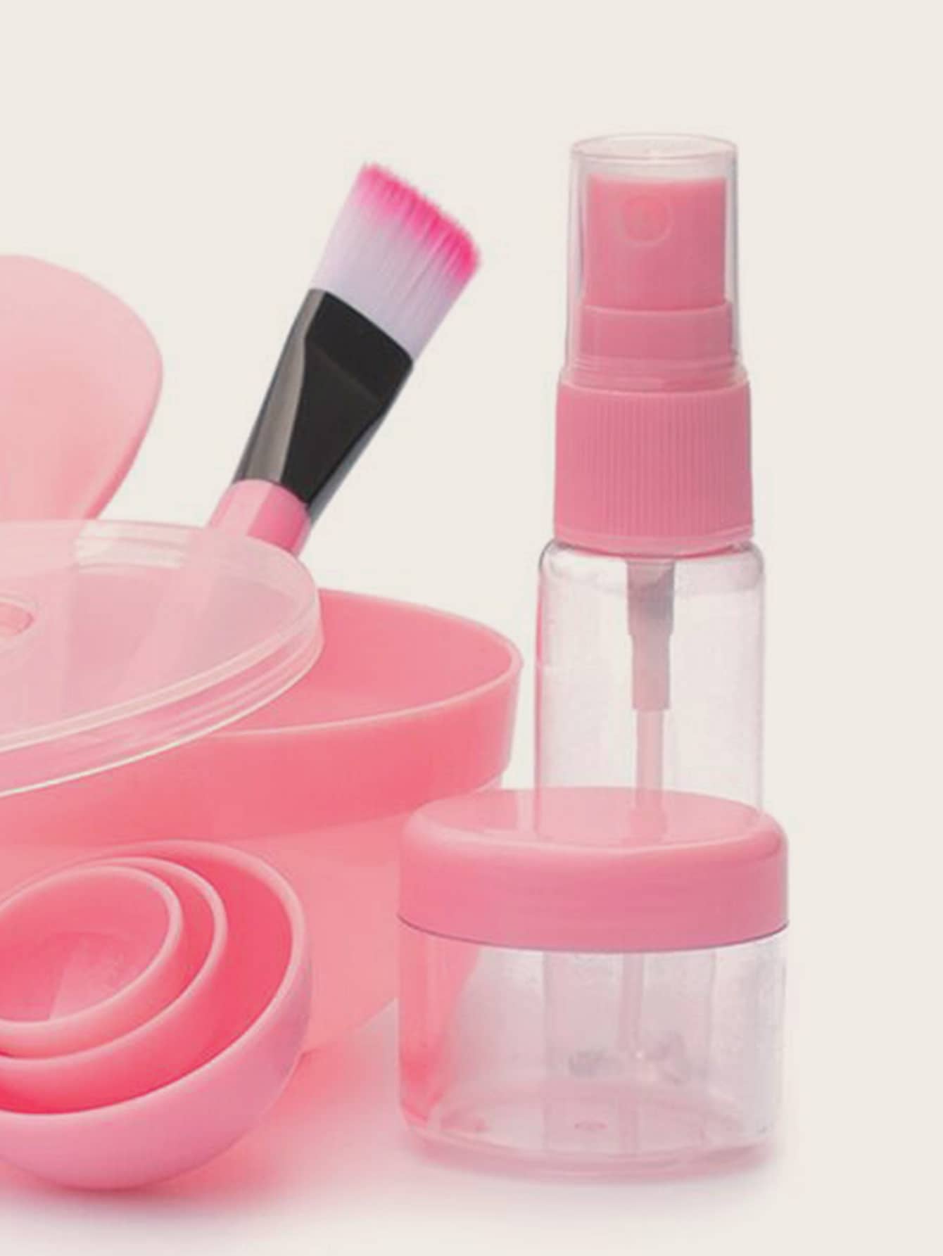 9-pieces pink facial mask mixing bowl cover set, 9-in-1 DIY skin care ...