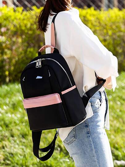 Search stripped detail pocket front backpack | ROMWE