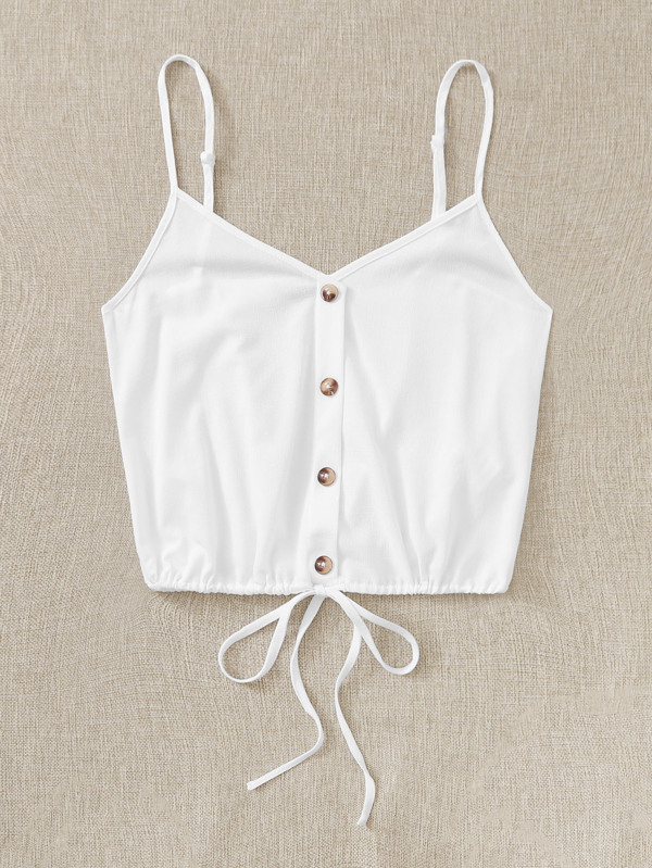 SHEIN Drawstring Hem Buttoned Cami Top | SHEIN USA