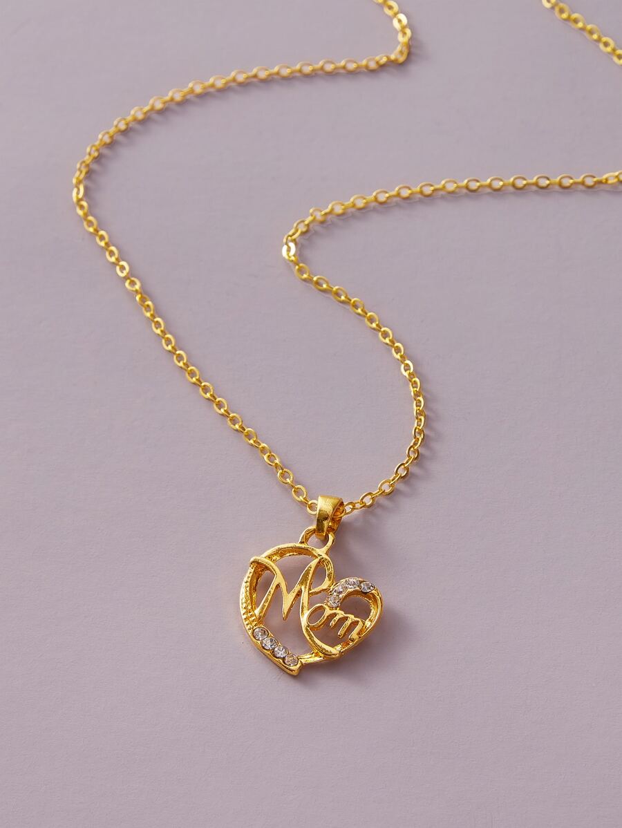 1pc Mom Heart Chain Necklace | SHEIN USA