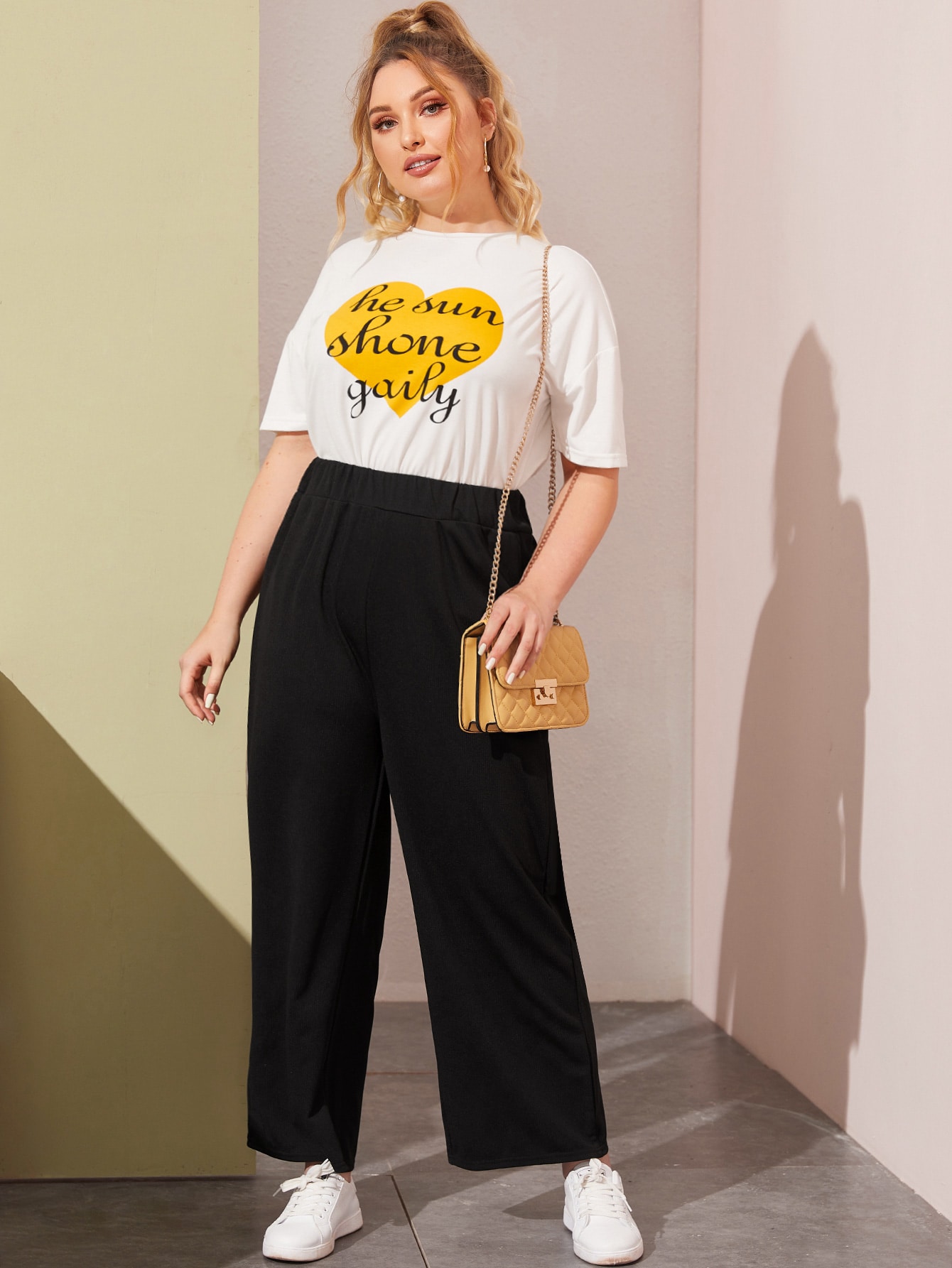 Plus Wide Leg Elastic Waist Pants | SHEIN USA