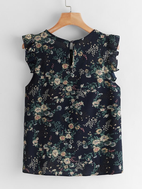 Shein Lune Ruffle Armhole Floral Top Shein Usa