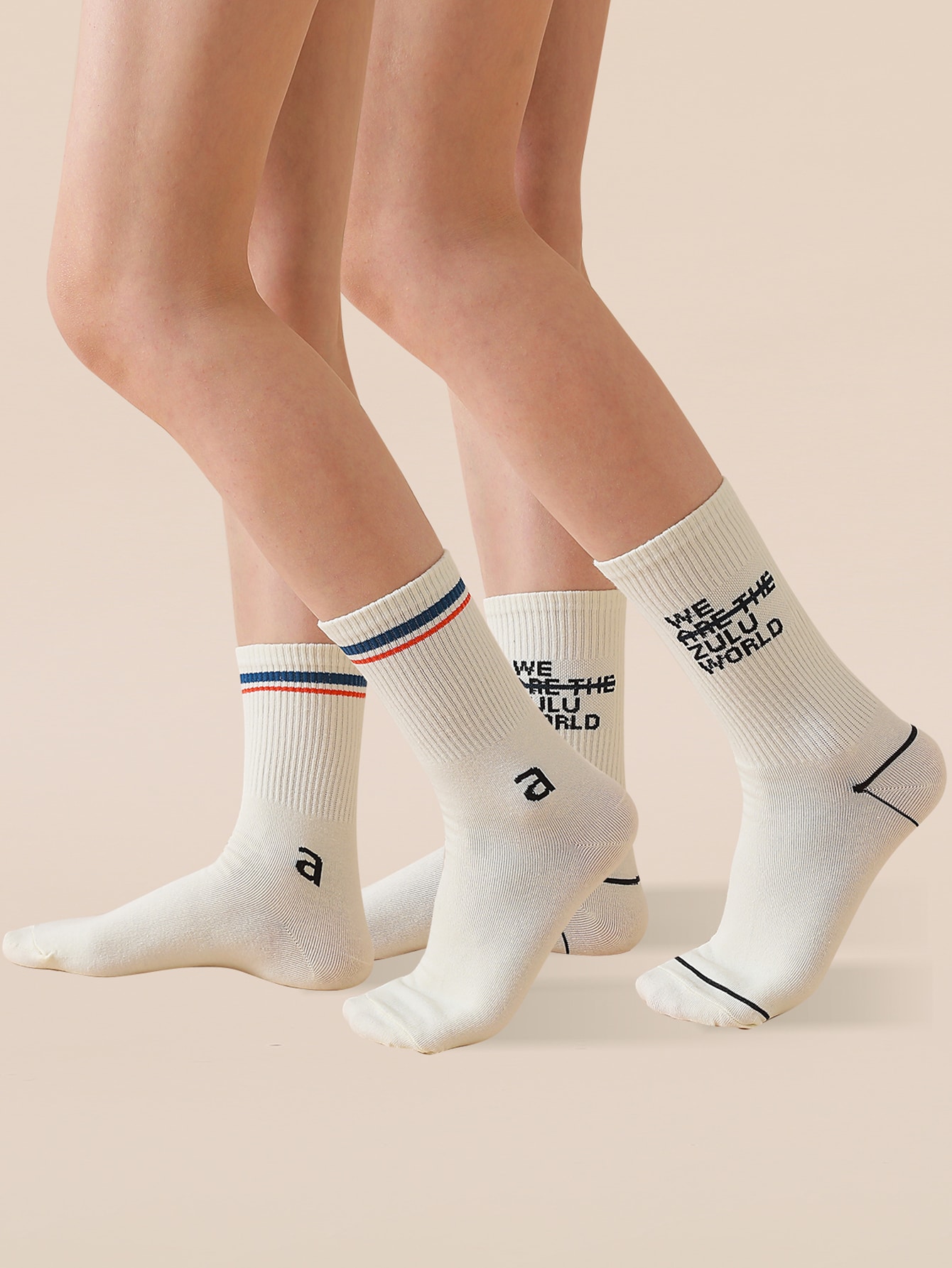2pairs Slogan Graphic Socks