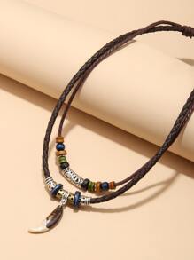 Fashionable and Popular Men Bead Layered Necklace PU for Jewelry Gift ...