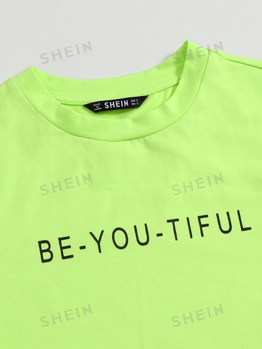 SHEIN EZwear เสื้อยืด ลายกราฟิกสโลแกน | SHEIN TH