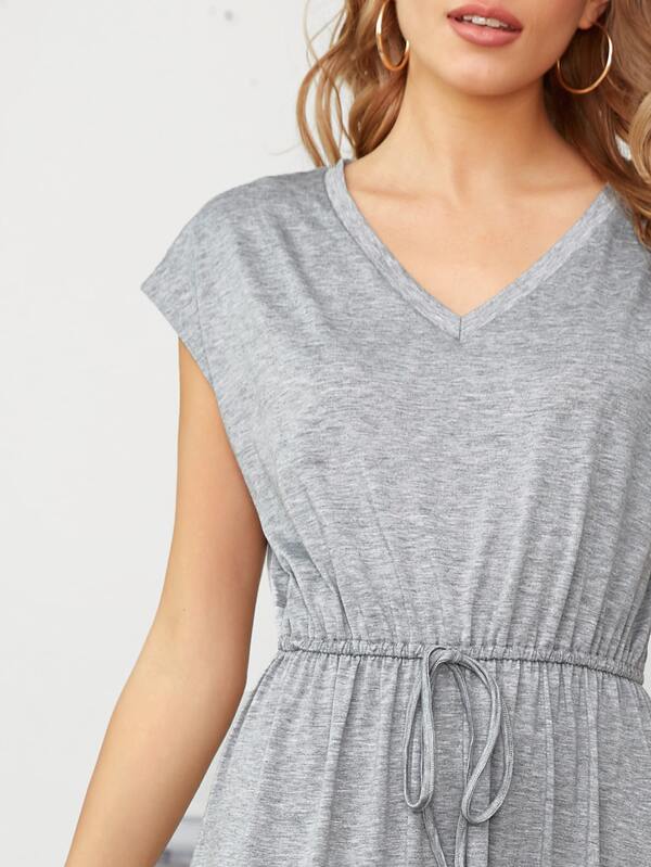 Batwing Sleeve Drawstring Waist Dress | SHEIN USA