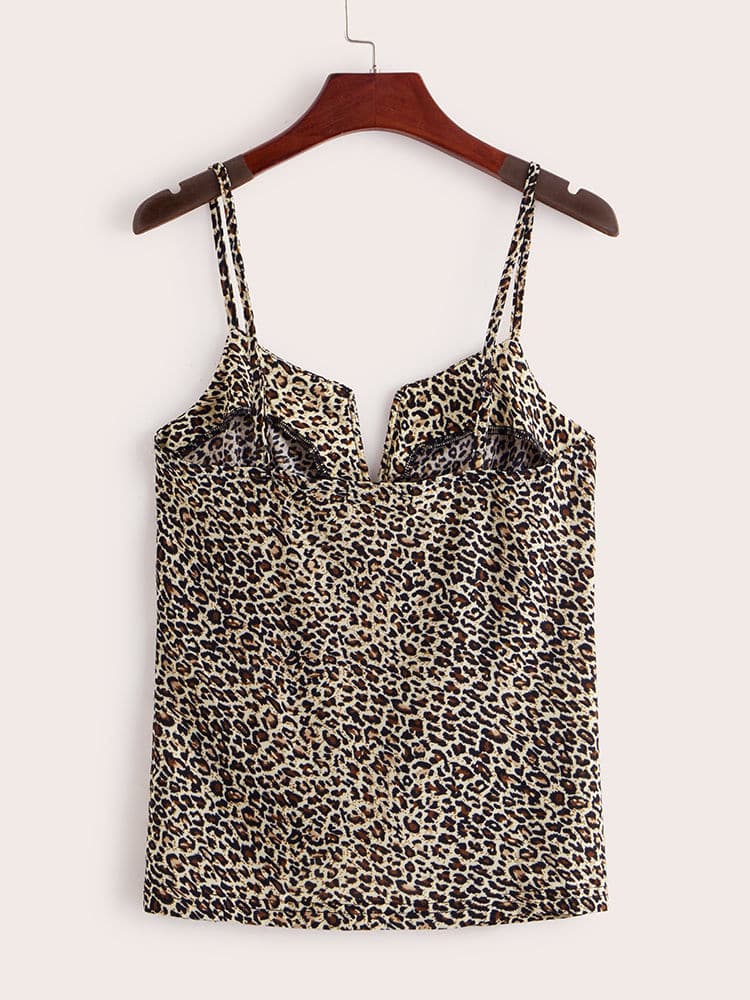 SHEIN Leopard Print V-Wire Cami Top | SHEIN UK