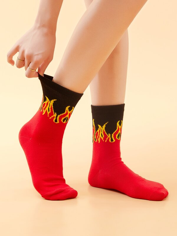 Fire Pattern Socks | SHEIN USA