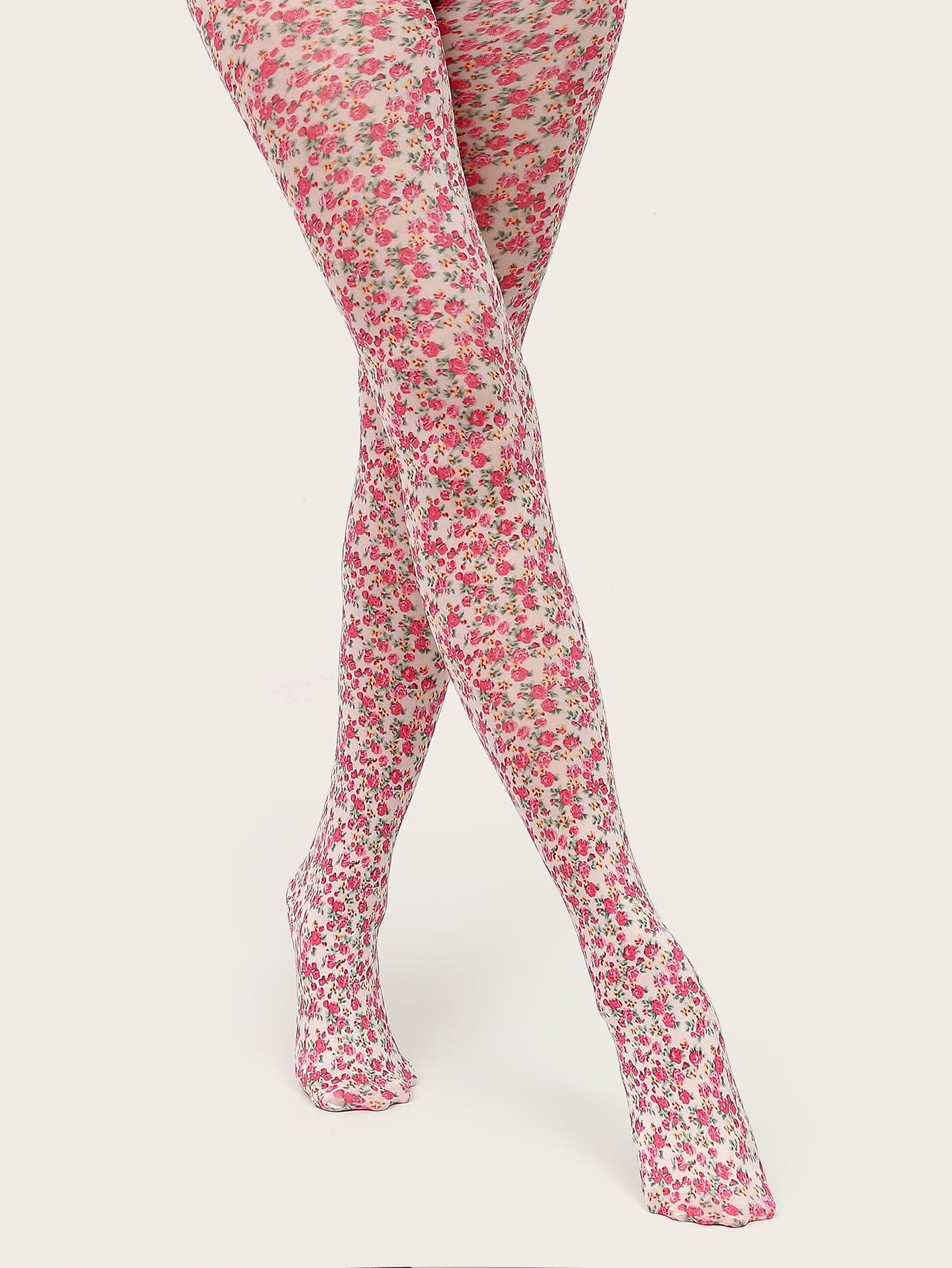 Flower Pattern Mesh Tights