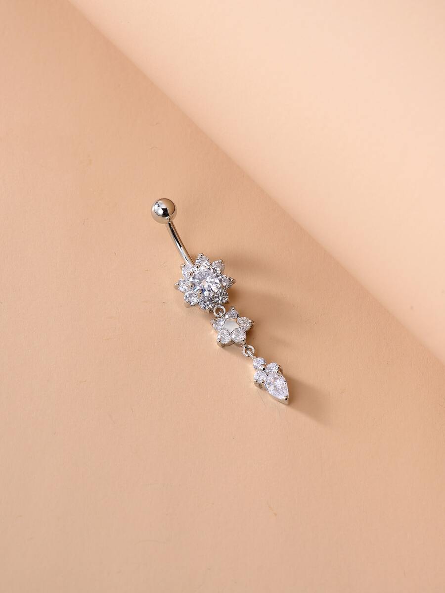 Copper Rhinestone Flower Charm Belly Button Ring For Women And Men ...