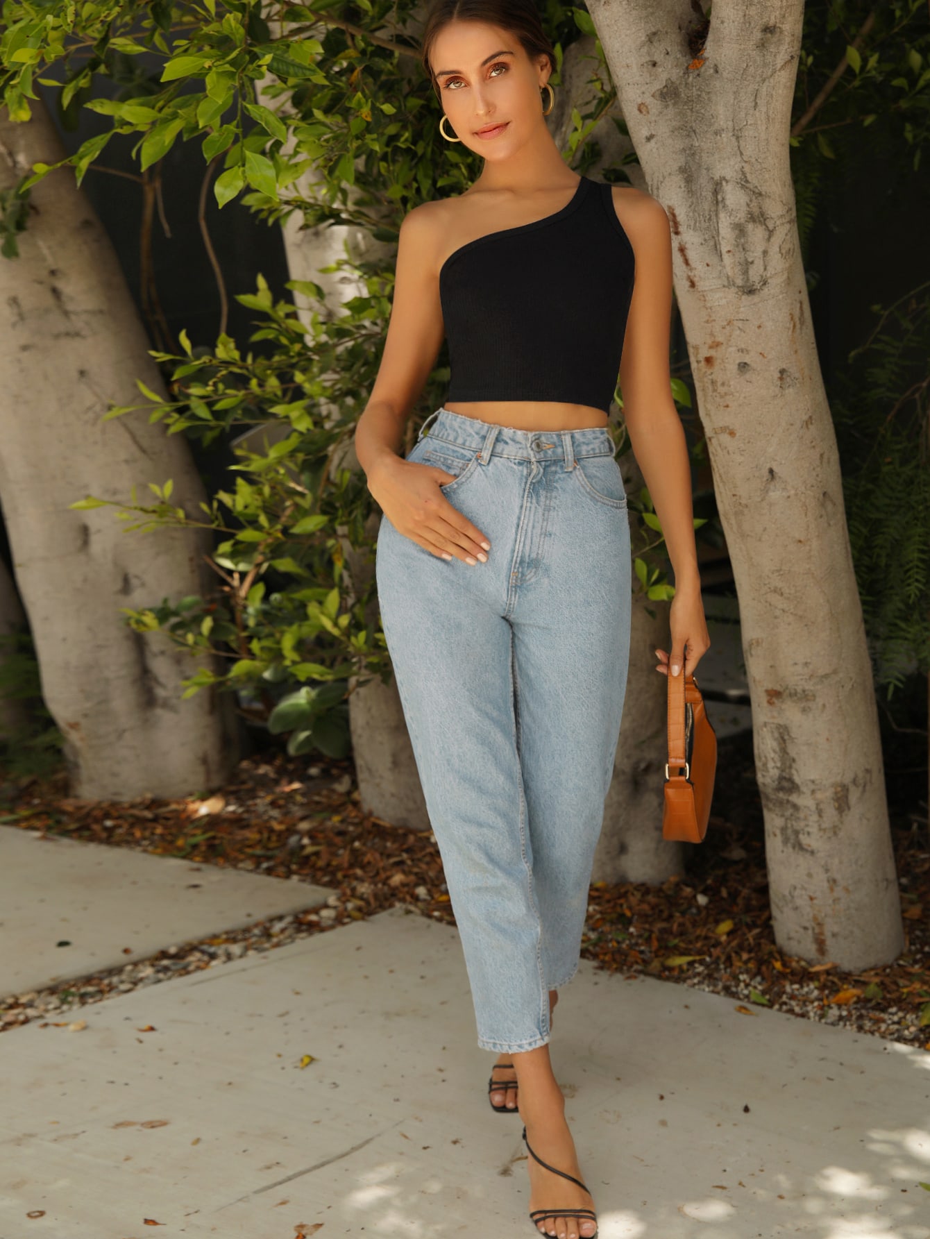 SHEIN Privé One Shoulder Rib-knit Crop Top | SHEIN EUR