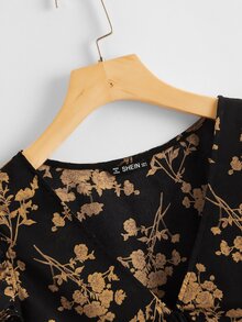 SHEIN Floral Print Ruffle Trim Asymmetrical Top | SHEIN USA