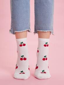 5pairs Cherry Pattern Socks | SHEIN USA