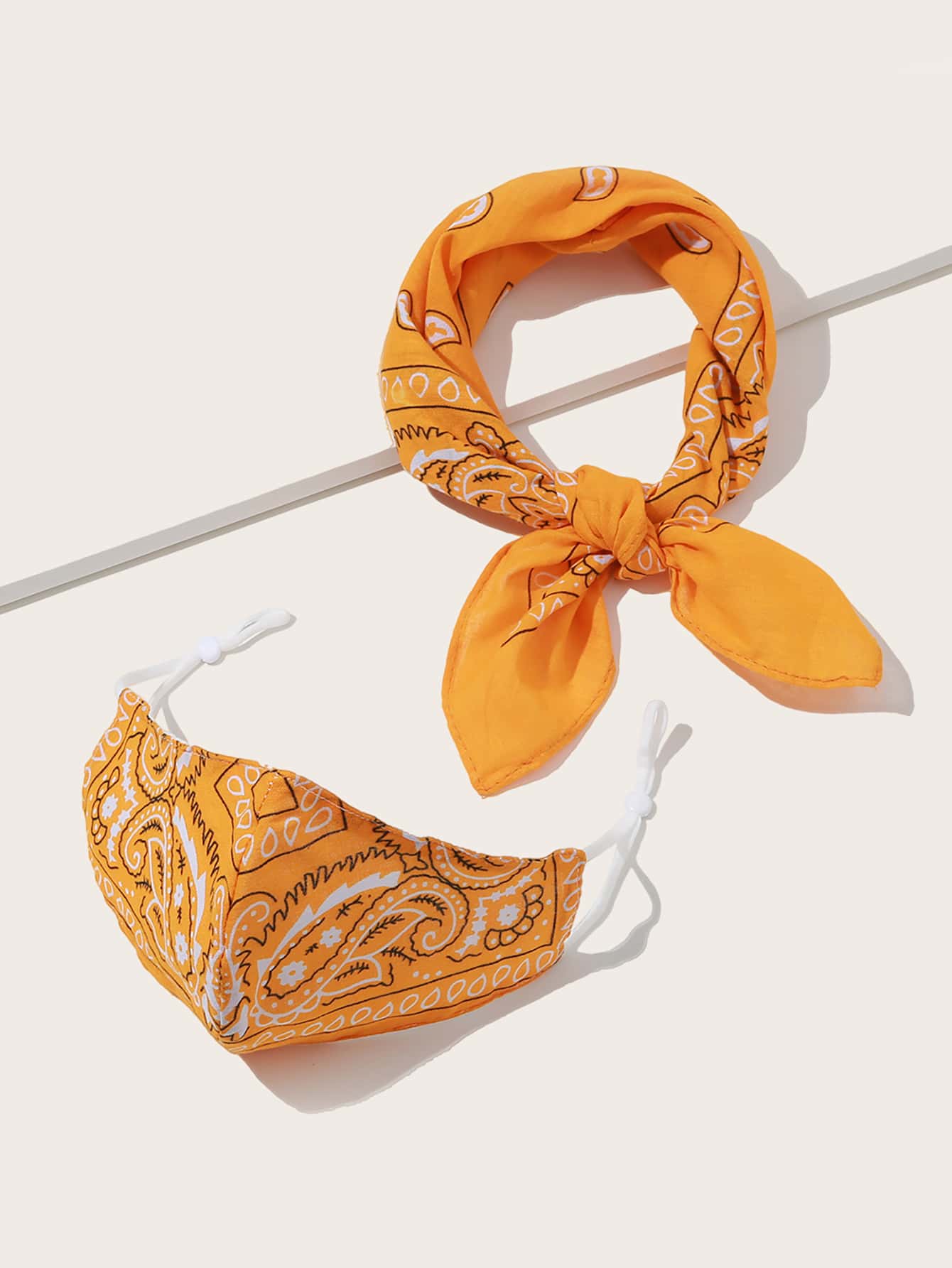 2pcs Paisley Pattern Face Mask & Bandana