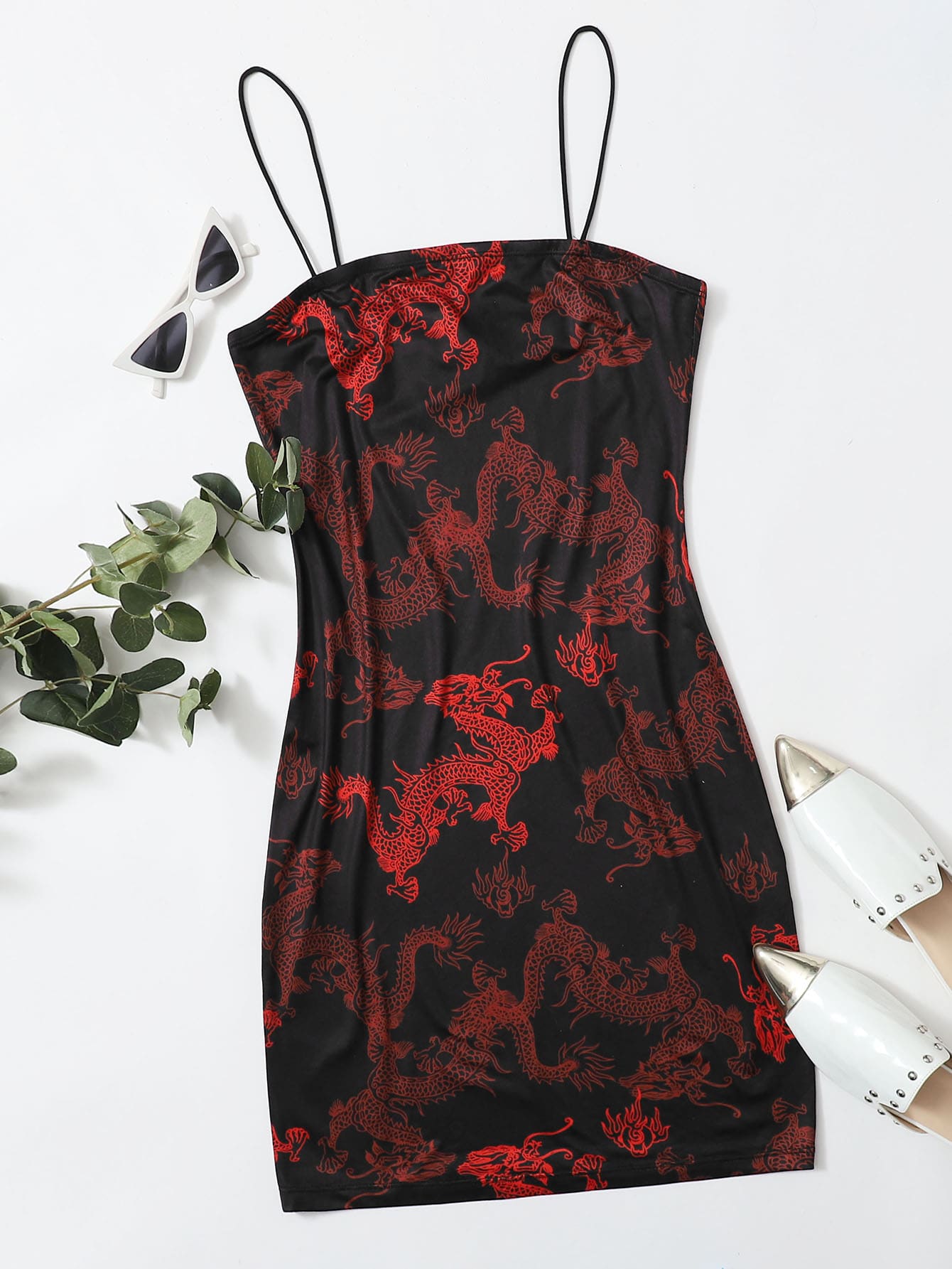 SHEIN ICON Dragon Print Bodycon Cami Dress | SHEIN USA