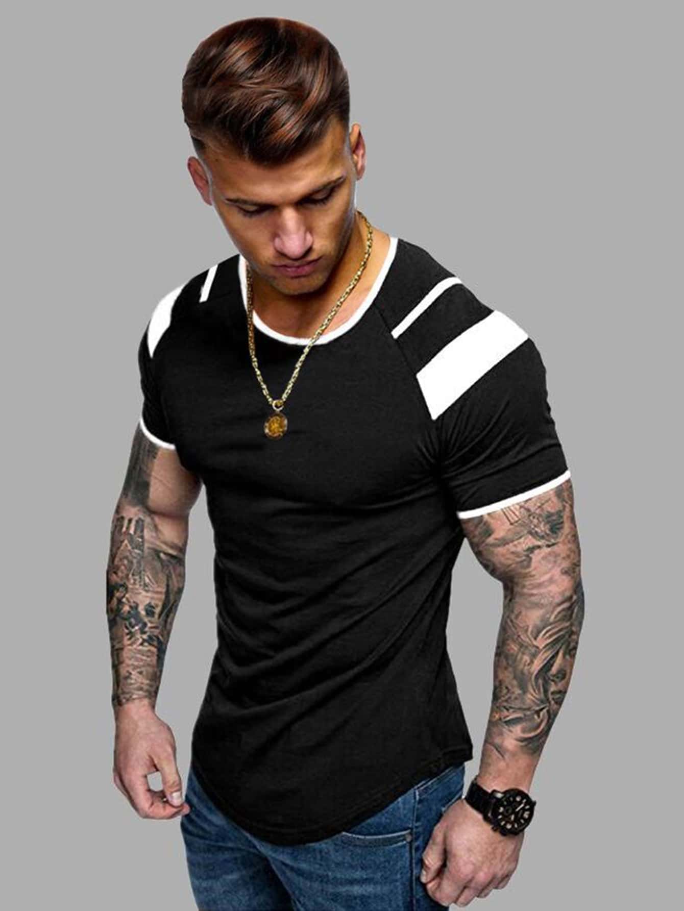 Men Colorblock Raglan Sleeve Tee | SHEIN USA