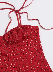 SHEIN WYWH Vermelho Nó Florzinhas Boho Vestido | SHEIN Brasil