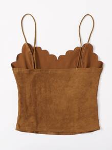 SHEIN Scallop Trim Suedette Cami Top | SHEIN USA