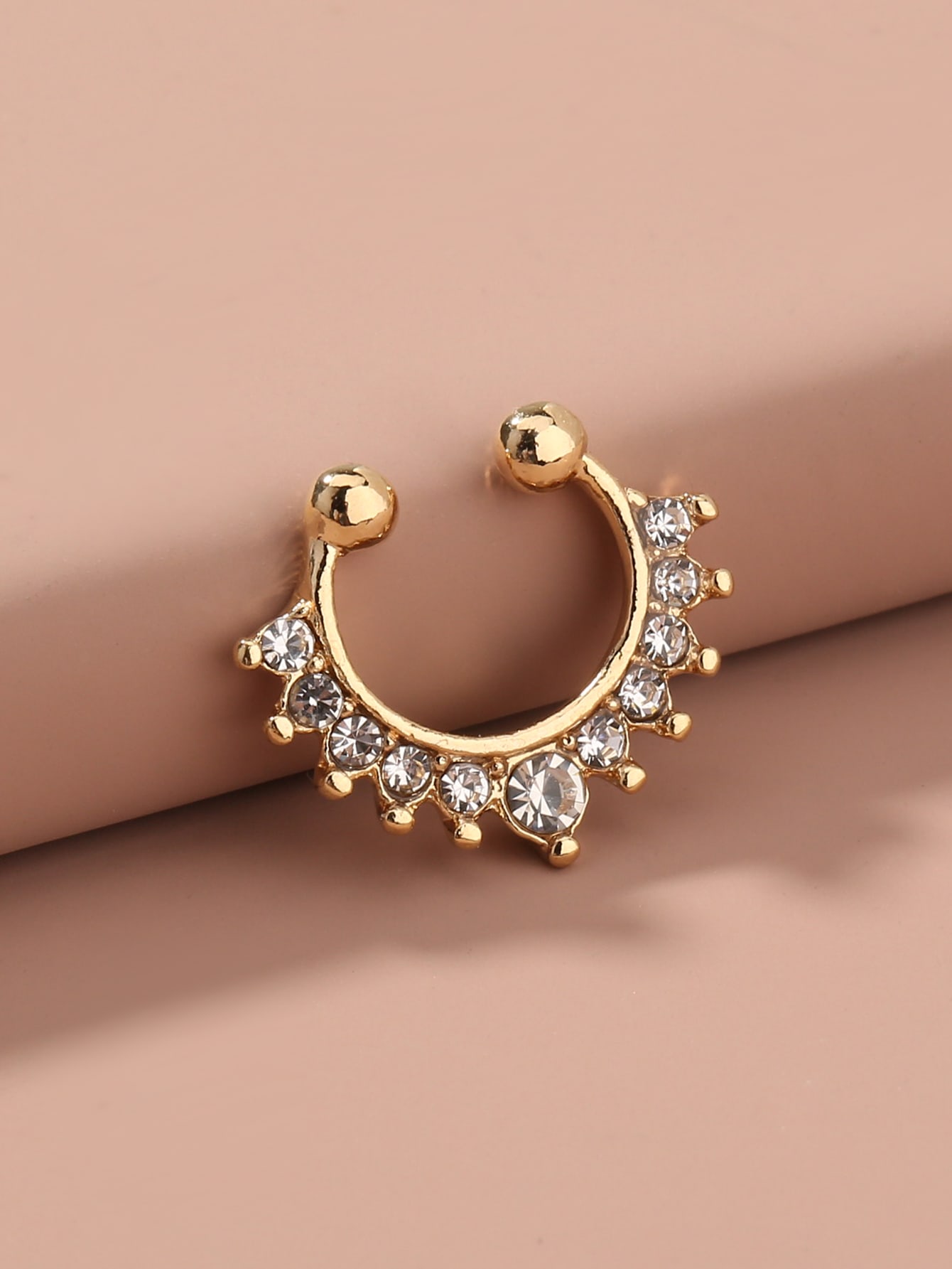 Rhinestone Engraved Nose Ring