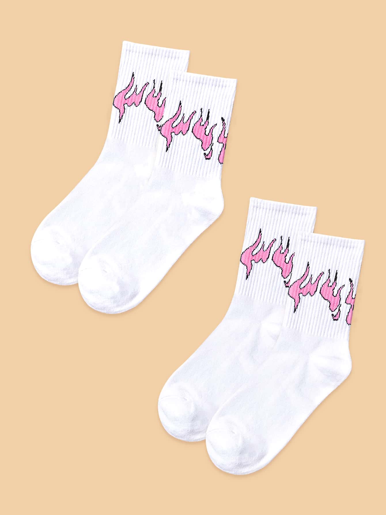 2pairs Fire Pattern Socks