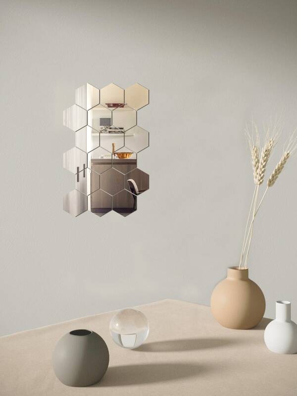 10pcs Mirror Wall Sticker, Hexagon Wall Art Sticker, DIY Household ...