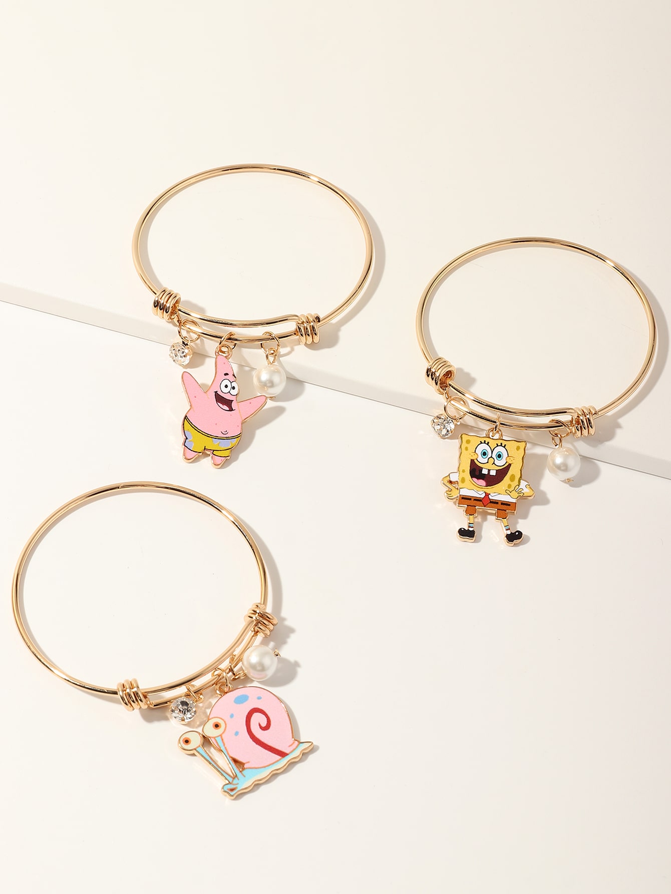 3 piezas SpongeBob x SHEIN brazalete de niñas con dibujos animados