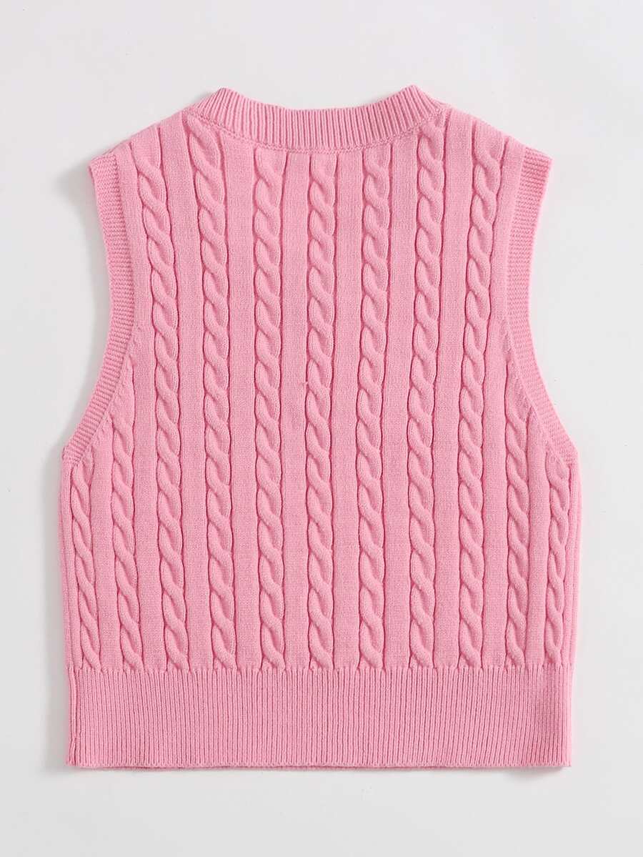 SHEIN EZwear Solid Cable Knit Top | SHEIN UK