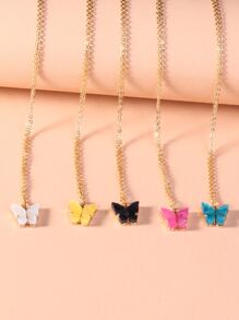 5pcs Multicolor Butterfly Pendant Necklace | SHEIN USA