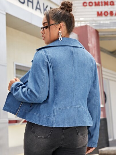 Plus Size Denim Jackets | Fashion Plus Size Denim Jackets | SHEIN USA
