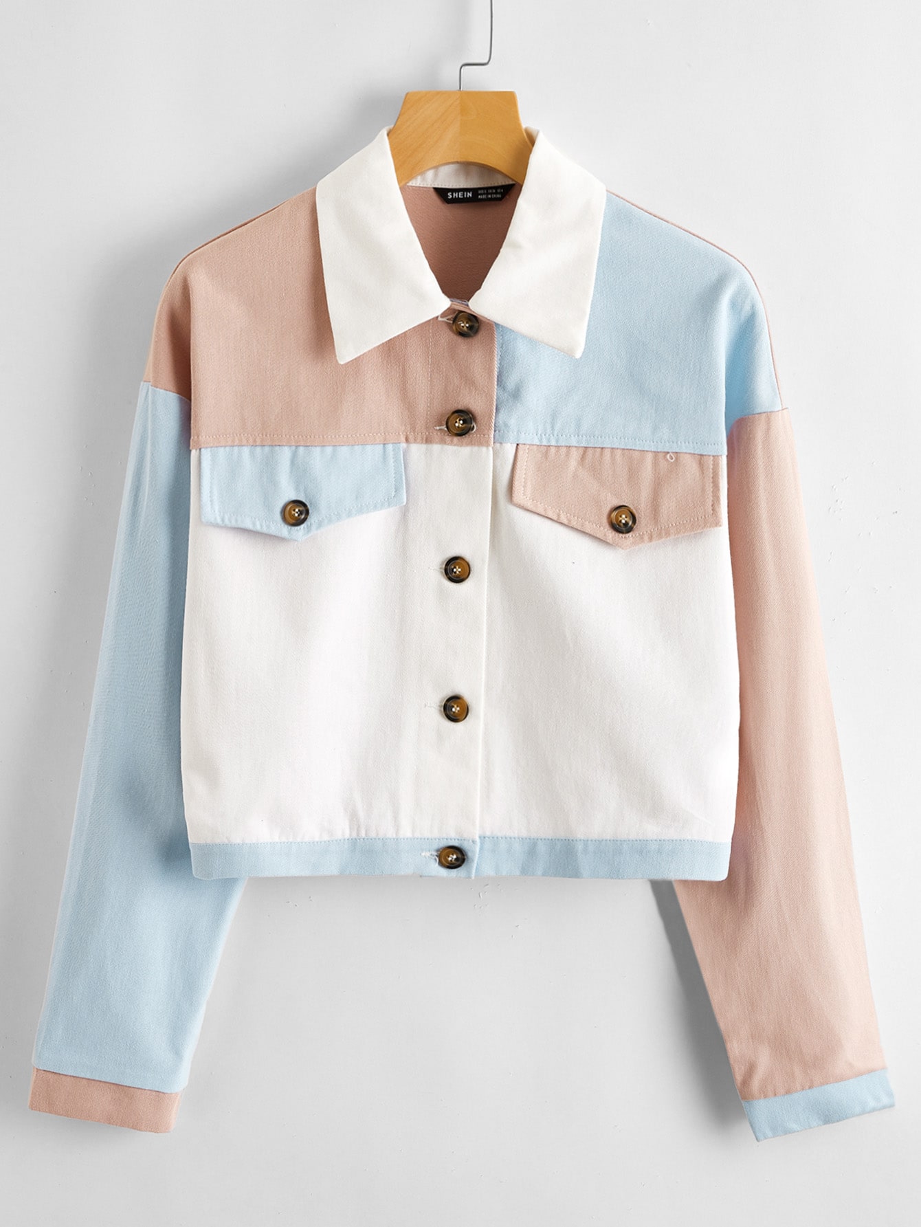 Color Block Buttoned Jacket