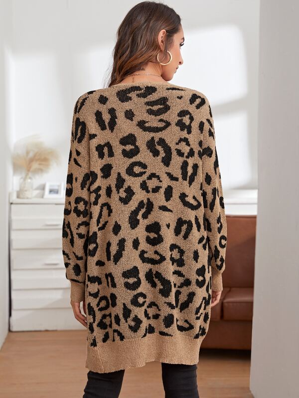 Open Front Leopard Cardigan | SHEIN UK