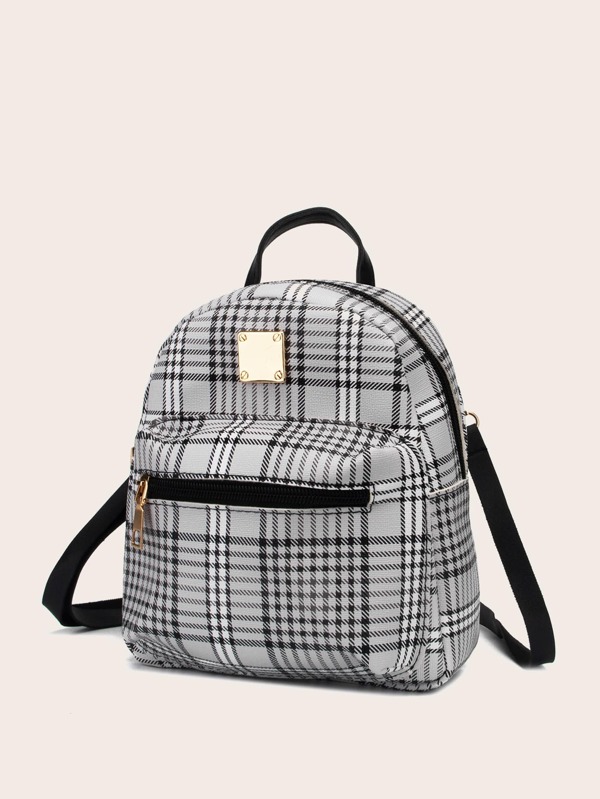 Pocket Front Plaid Backpack | SHEIN