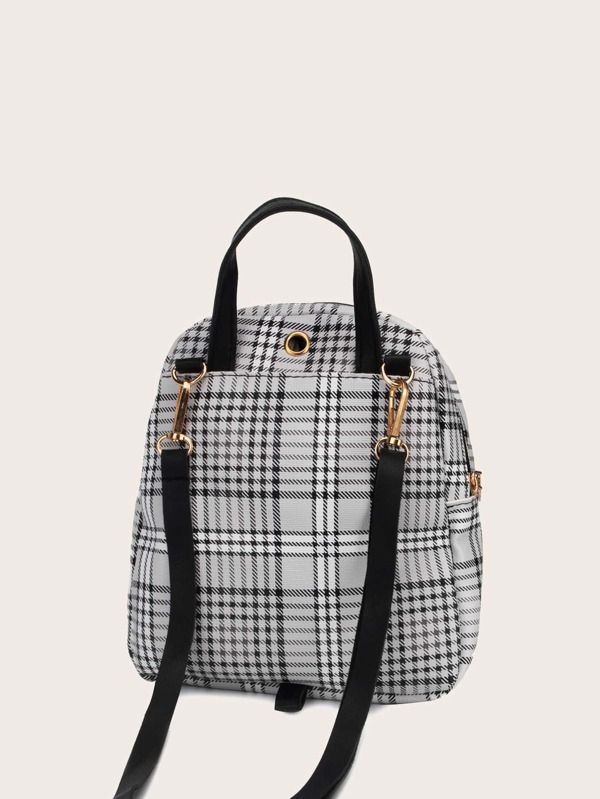 Pocket Front Plaid Backpack | SHEIN