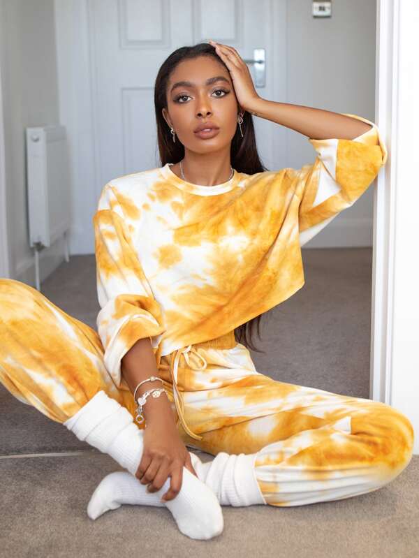 SHEIN EZwear Tie Dye Pullover & Joggers Set | SHEIN USA